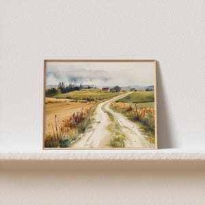 Kansas Painting Country Road Watercolor Art Print Countryside Landscape ...