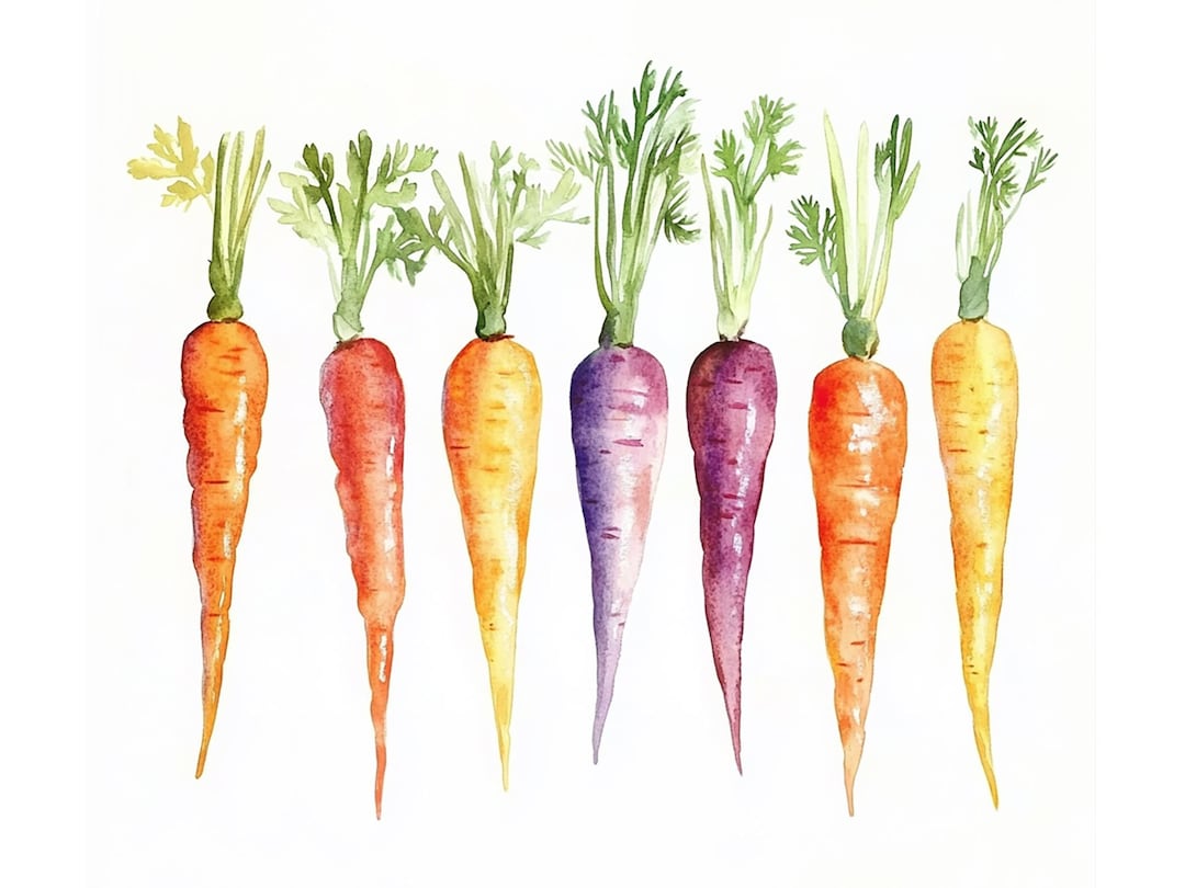 Carrot Painting Vegetable Watercolor Print Carrots Wall Art Kitchen ...