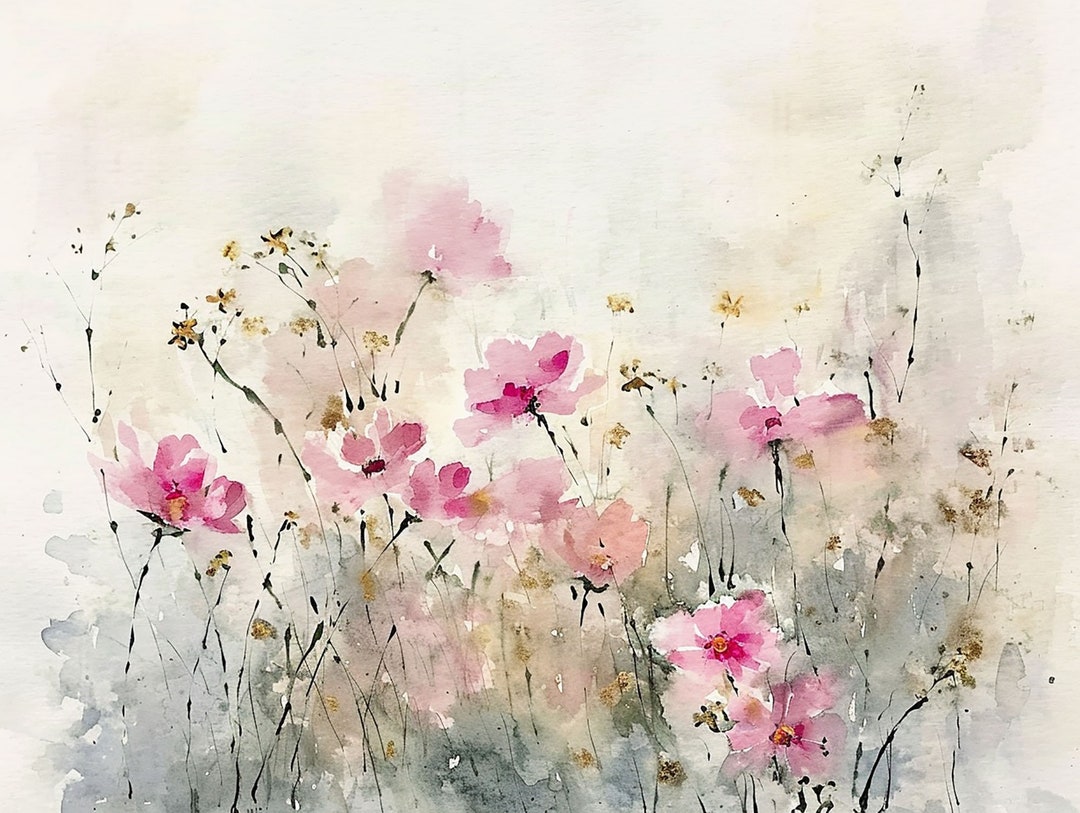 Daisy Painting Pink Daisy Watercolor Art Print Large Floral Wall Art ...