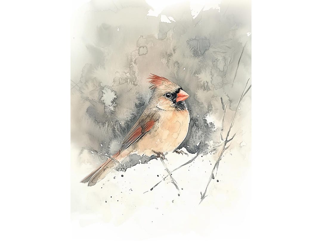 Female Cardinal Painting Backyard Birds Watercolor Art Print Bird in ...