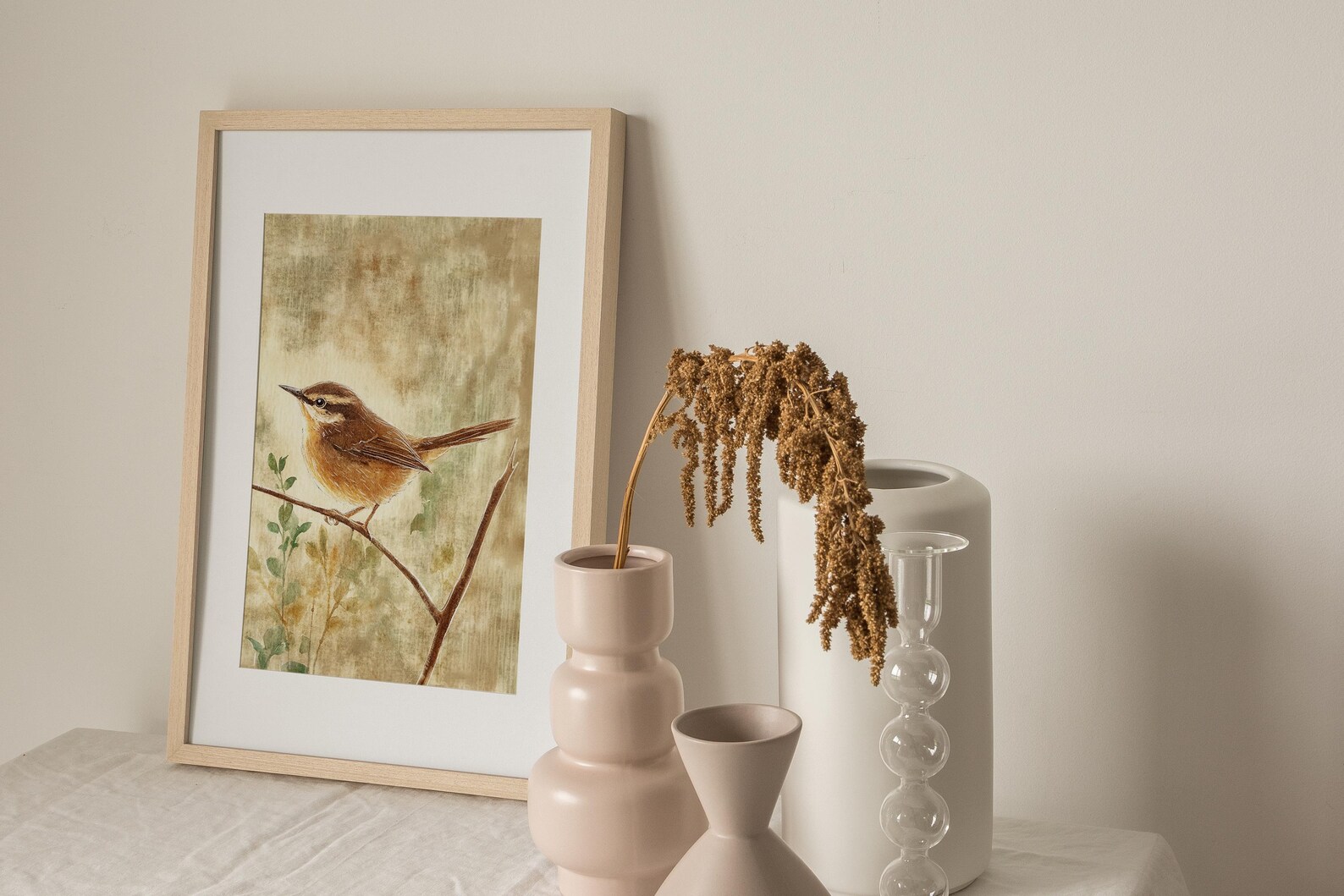 Wren Watercolor Print Bird Wall Art Woodland Landscape Painting Nature ...