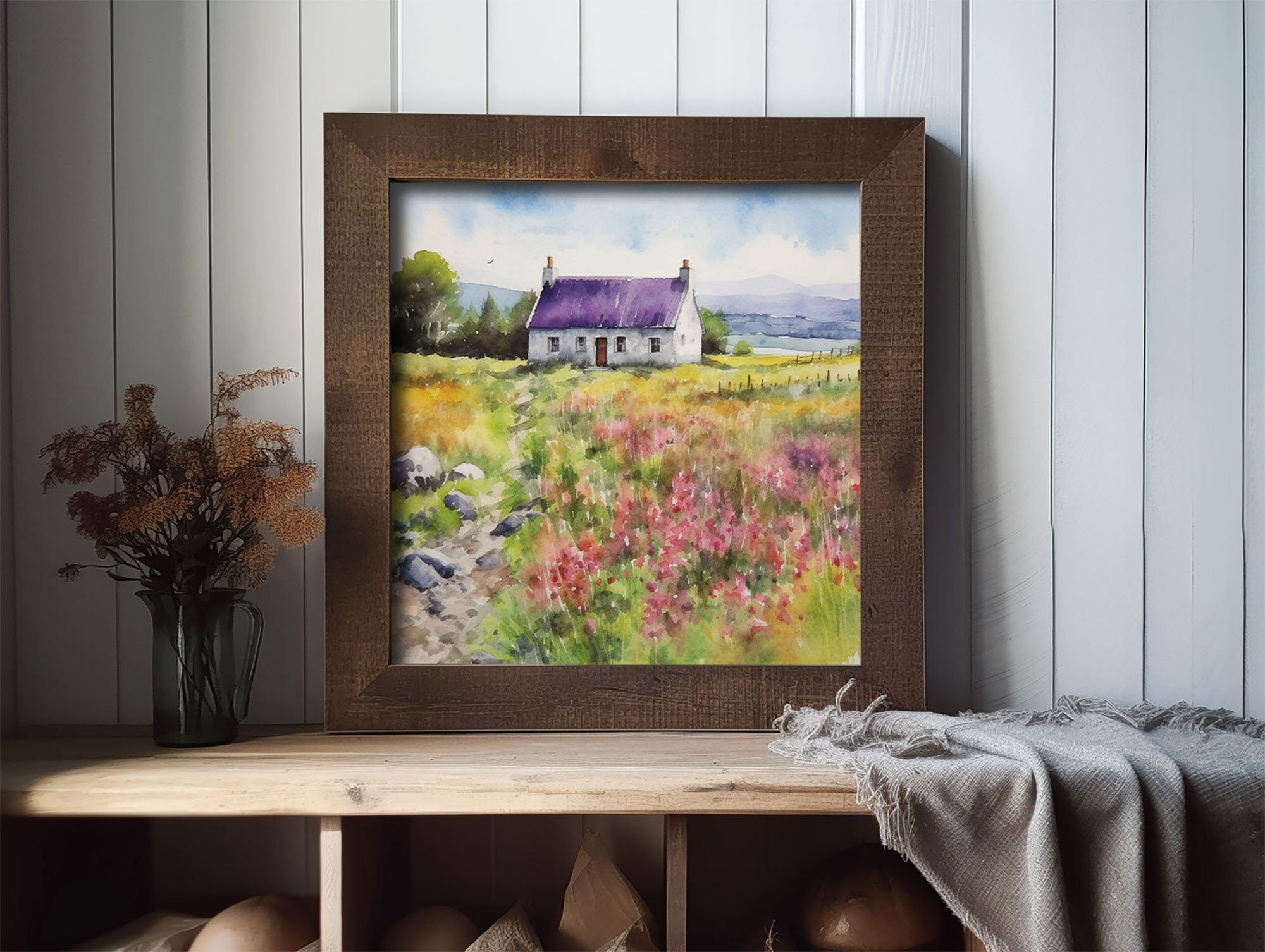 Irish Cottage Painting Cong Watercolor Art Print County Mayo Landscape ...