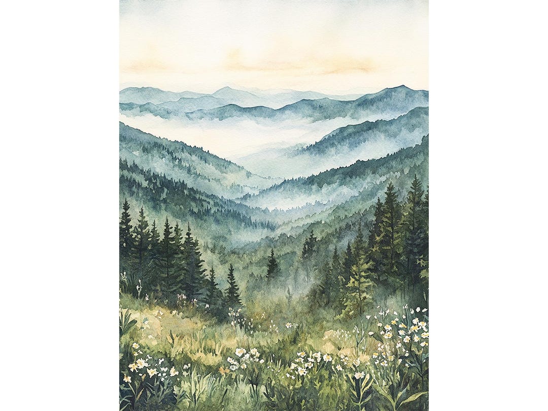 Blue Ridge Mountains Painting North Carolina Landscape Wall Art Blue ...