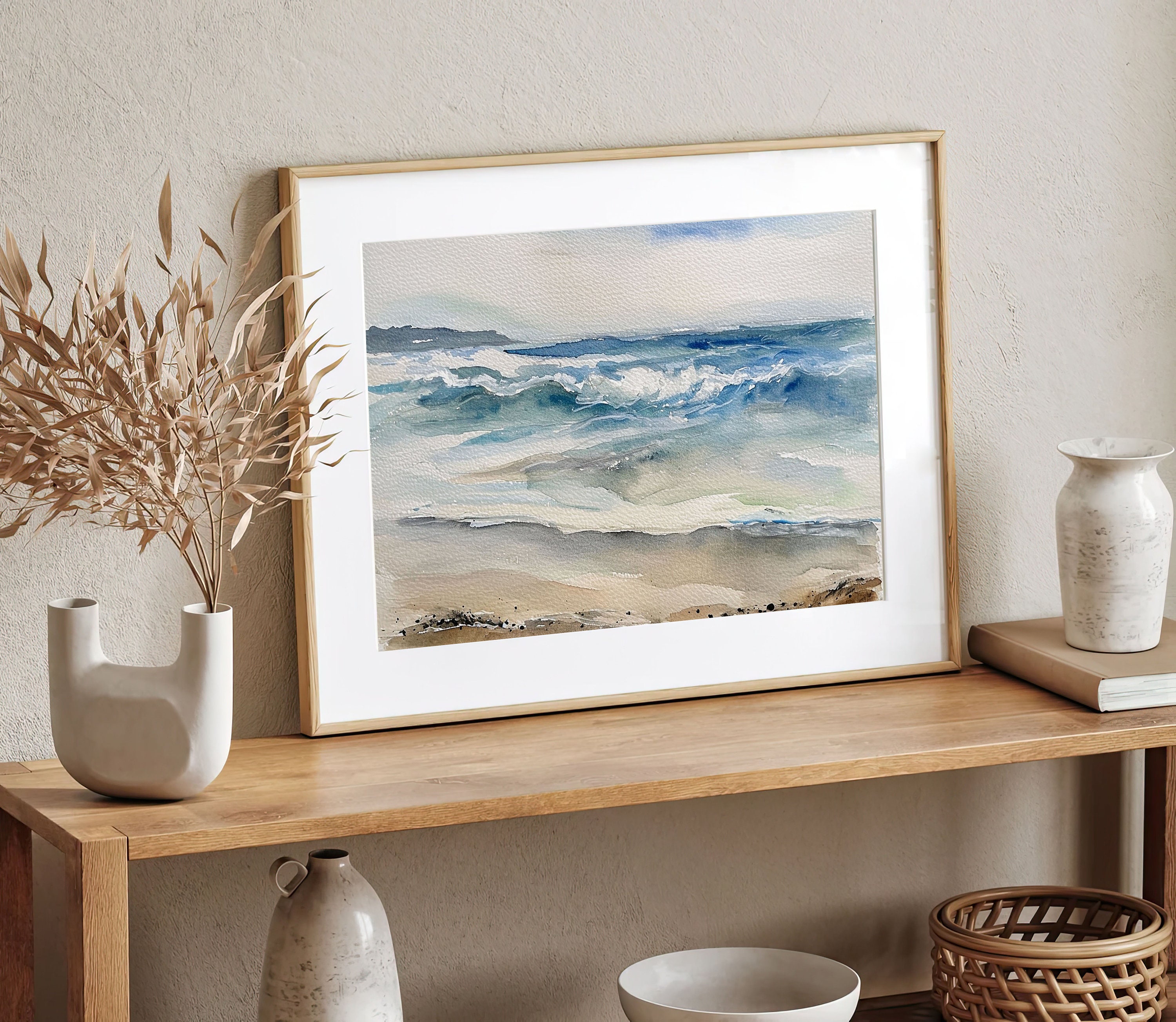 Ocean Art Print Abstract Watercolor Painting Waves Wall Art Beach ...