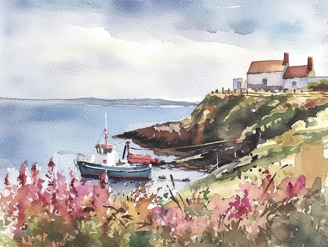 Howth Painting Dublin Art Print Irish Coastal Watercolor Art Sailboat ...