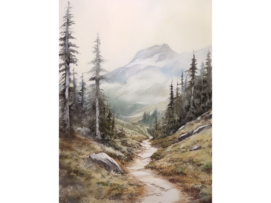 Mt. Baker Painting North Cascades Watercolor Art Print Trail to Mount ...