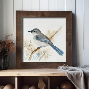 Catbird Painting Grey Catbird Watercolor Art Print Bird on Branch Art ...