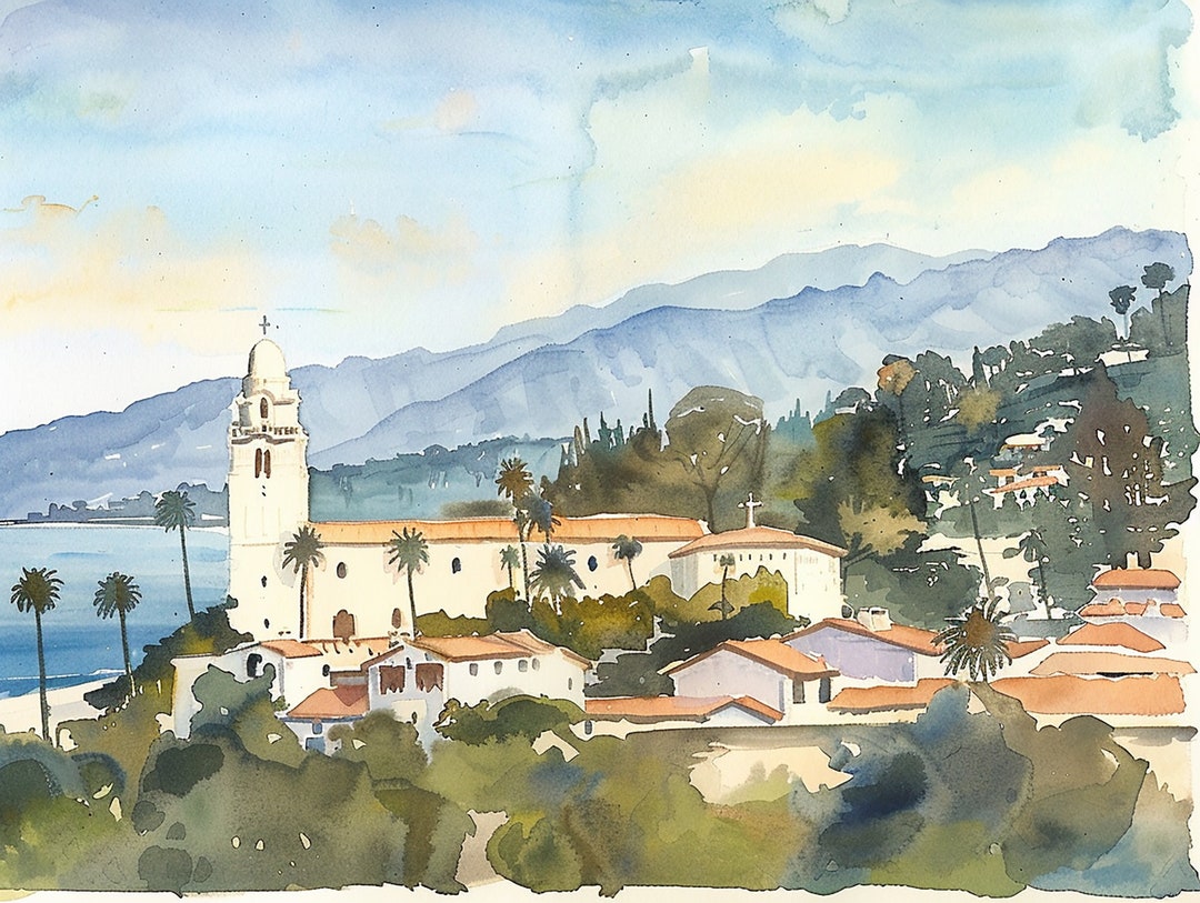 Santa Barbara Painting California Coastal Watercolor Art Print ...