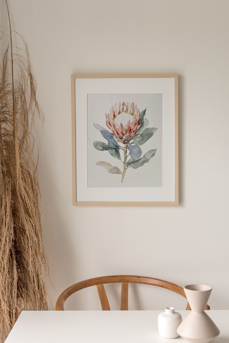 Protea Painting Flower Watercolor Art Print Botanical Wall Art Floral ...