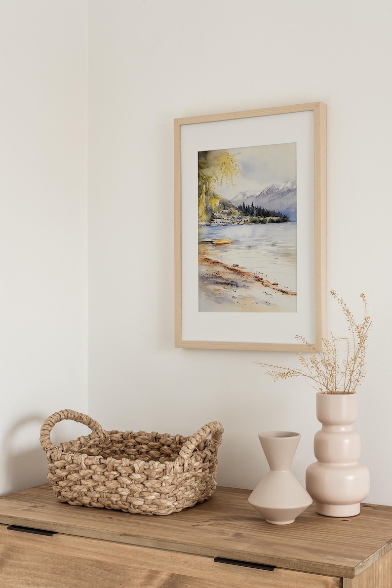 Queenstown Painting New Zealand Watercolor Art Print Mountain Landscape ...