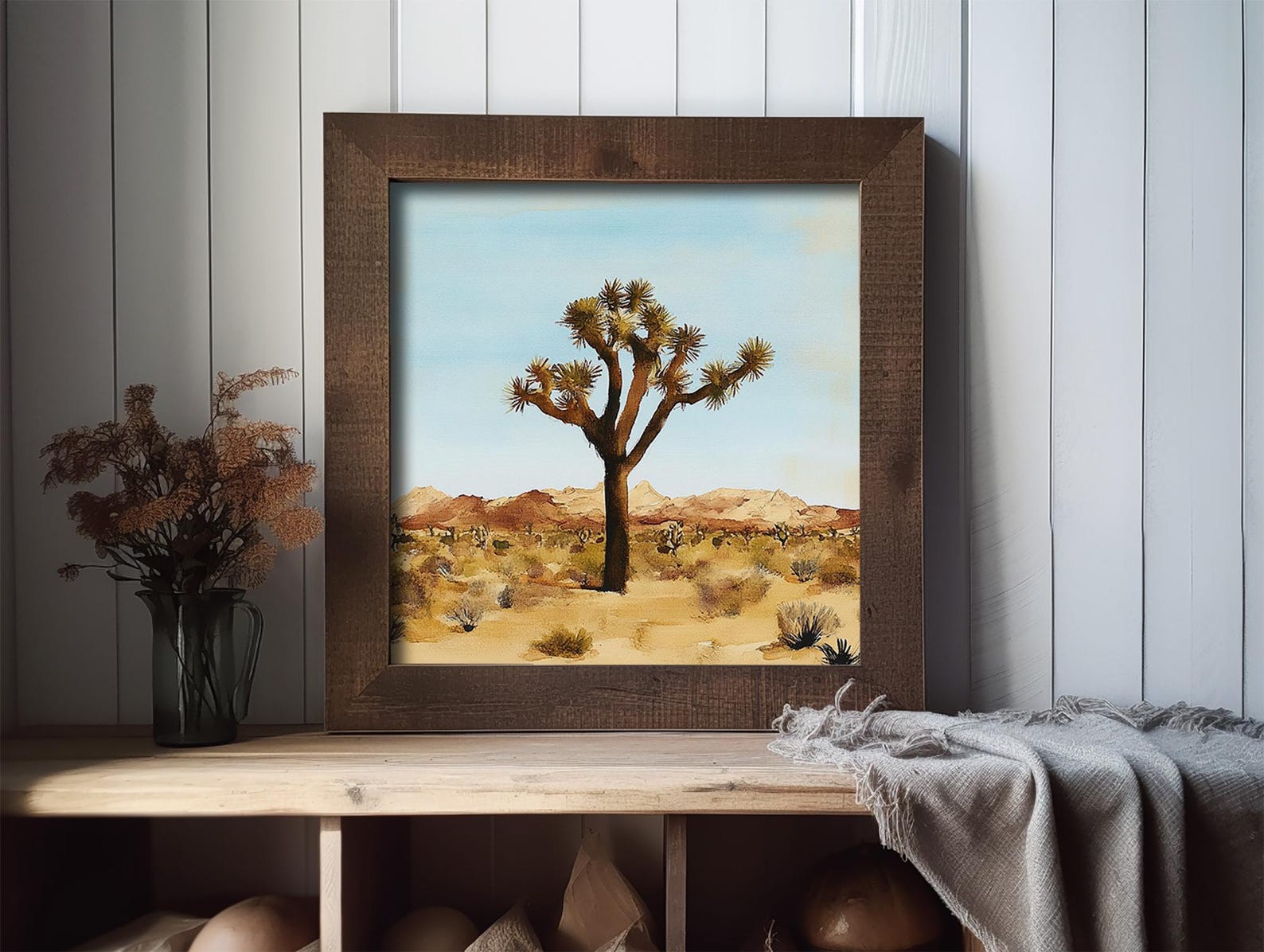 Joshua Tree Painting National Park Watercolor California Landscape Art ...