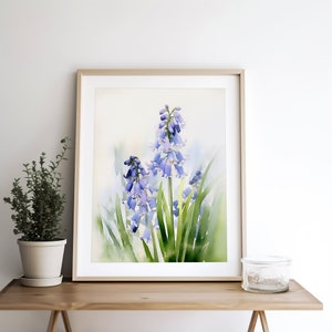 Bluebell Painting Flowers Watercolor Print Bluebells Wall Art Botanical ...