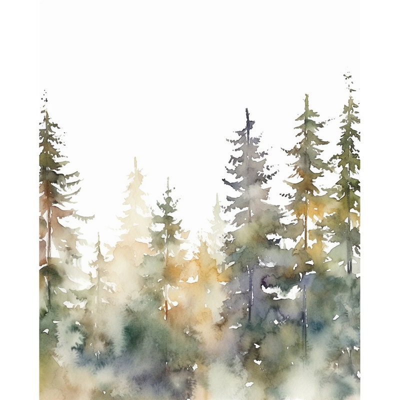 Watercolor Evergreen - Etsy