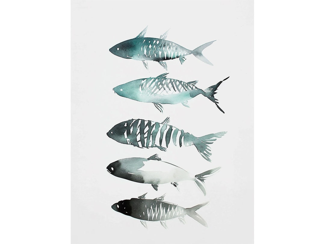 Fish Painting Ocean Animal Watercolor Art Print Tropical Beach Wall Art ...