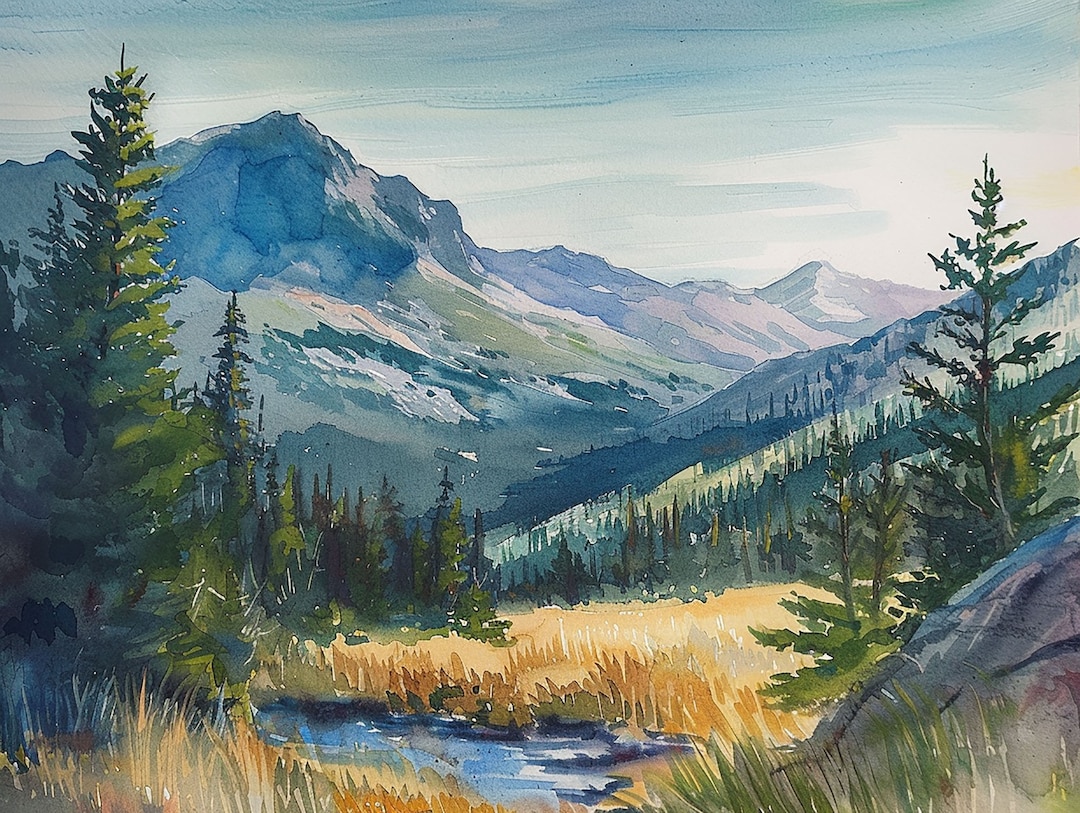 Boulder Mountains Painting Utah Watercolor Print Mountain Valley Wall ...