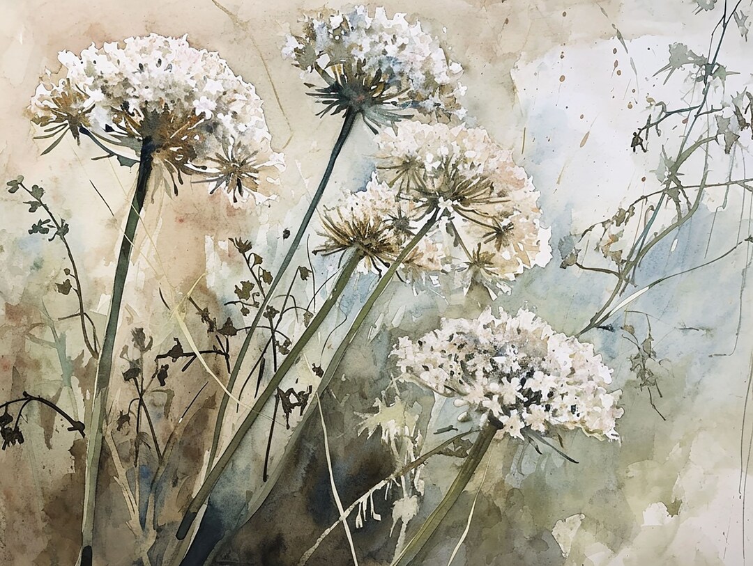 Queen Anne's Lace Painting Meadow Watercolor Art Print Flowers Wall Art ...