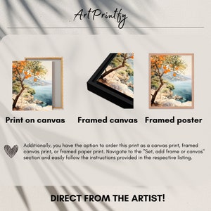 Cinque Terre Art Print Orange Tree Watercolor Painting Italian Coastal Landscape Italy Wall Art ...