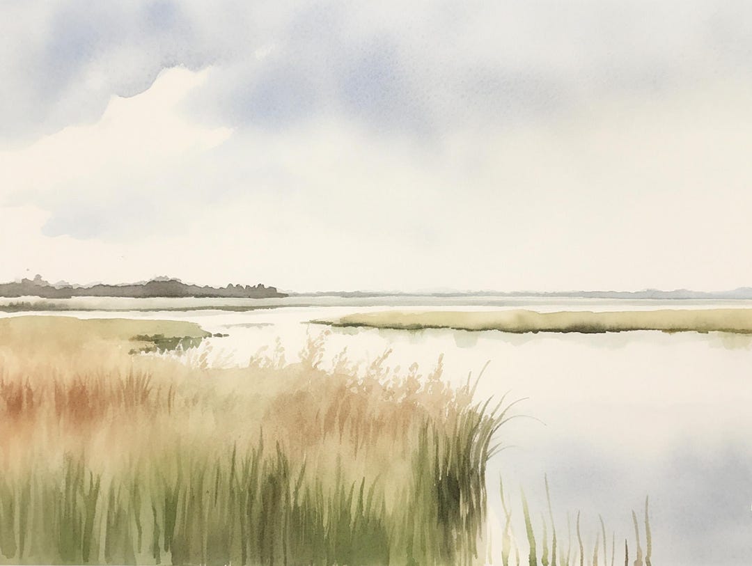 Marsh Painting Charleston Lowcountry Watercolor Art Print Landscape ...
