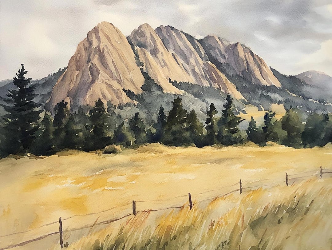 Flatirons Boulder Painting Colorado Watercolor Print Mountain Range ...