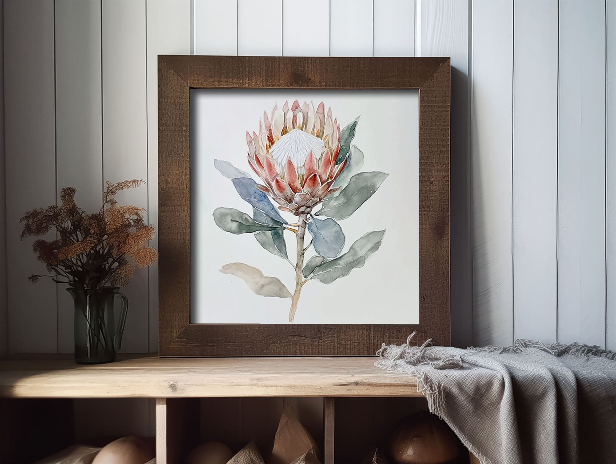 Protea Painting Flower Watercolor Art Print Botanical Wall Art Floral ...