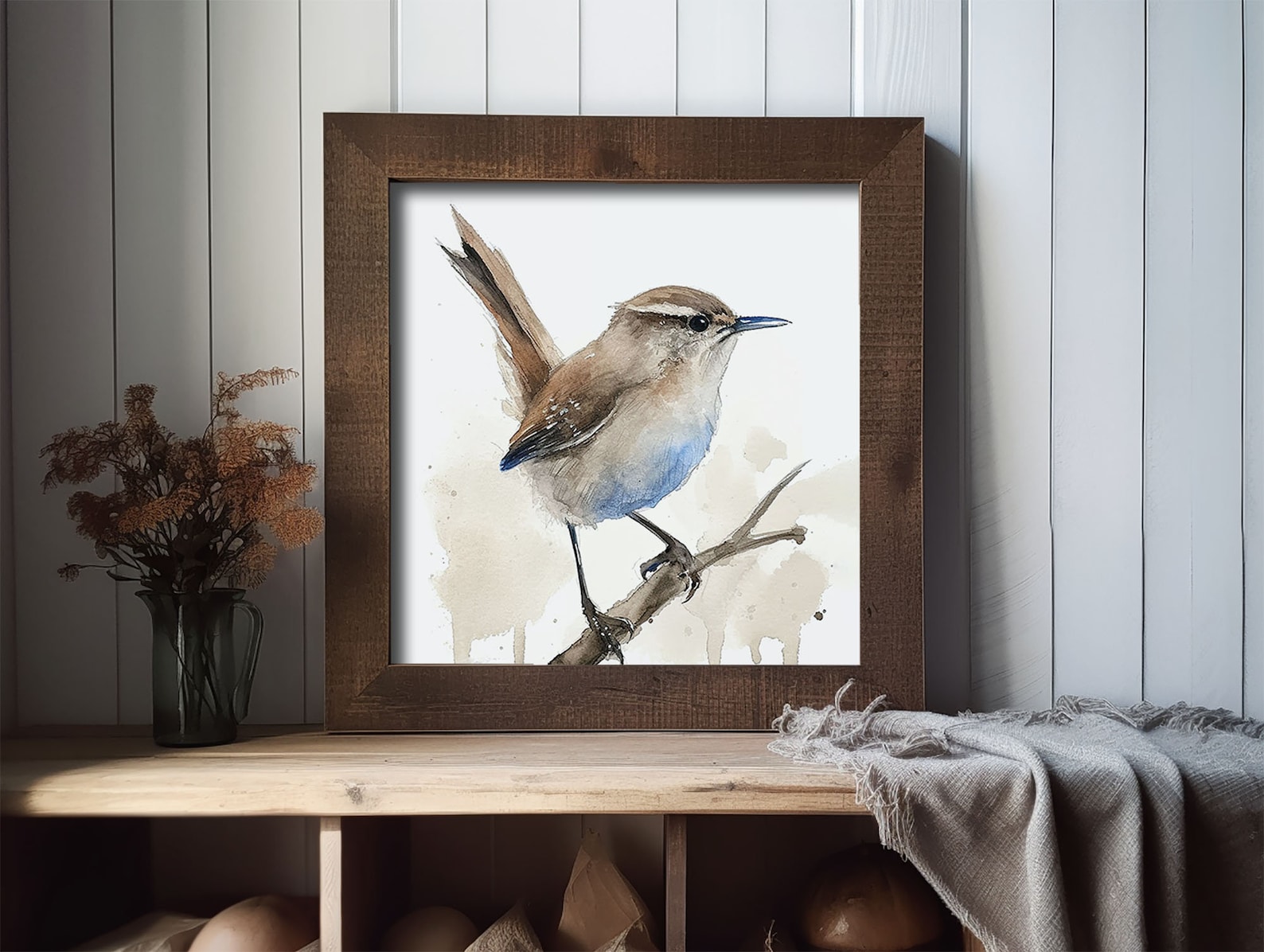 Wren Painting Cute Bird Watercolor Art Print Wren Bird Wall Art Giclee ...