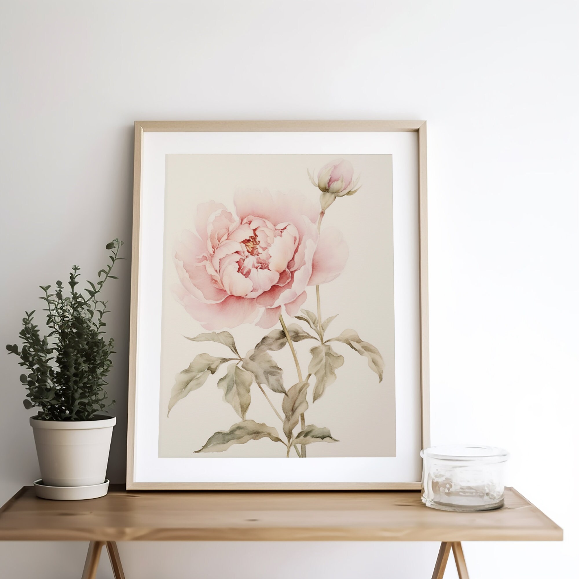 Peony Watercolor Painting Peonies Art Print Neutral Floral Wall Art ...