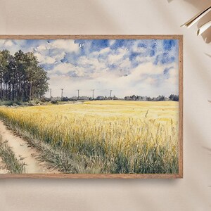 Midwest Landscape Painting Indiana Watercolor Art Print Golden Field ...