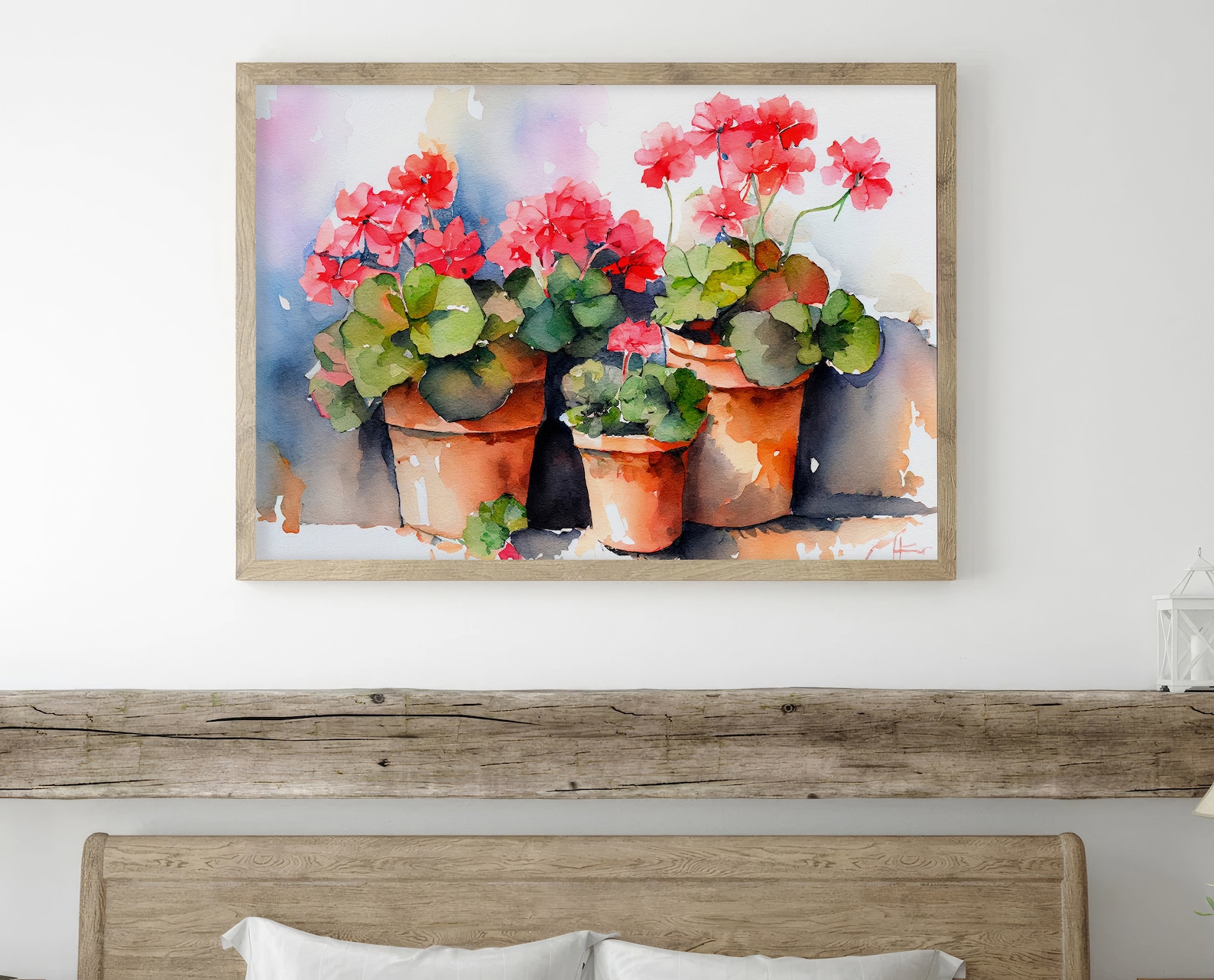 Geranium Painting Floral Watercolor Art Print Geranium Pots Wall Art ...