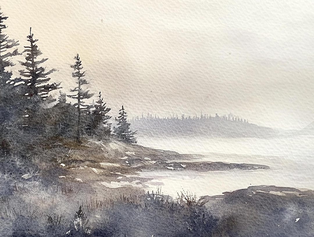 Schoodic Painting Peninsula Watercolor Art Print Acadia Wall Art Maine ...