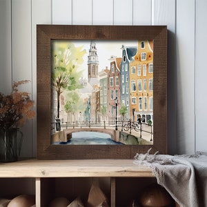 Amsterdam Painting Spring Cityscape Watercolor Art Print Netherlands ...