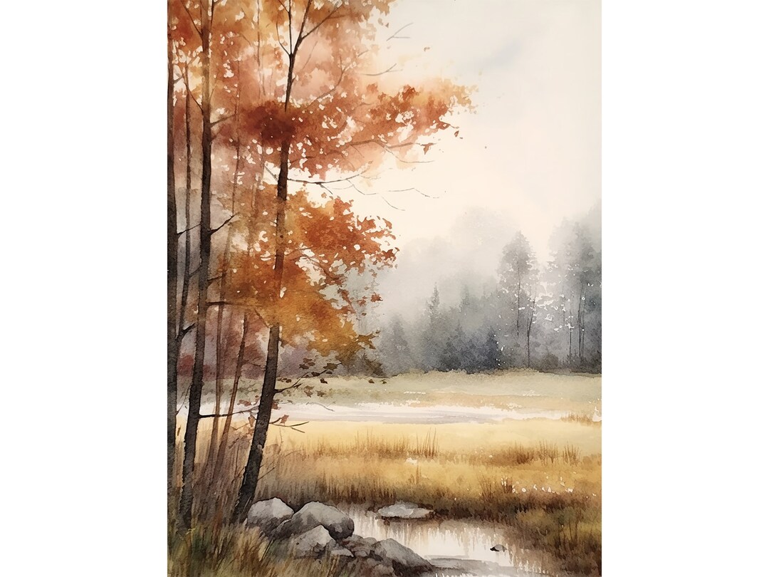 Autumn Fields Watercolor Painting Palouse Fall Landscape Art Print ...