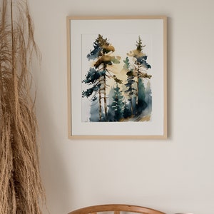 Pine Tree Watercolor Art Print From Original Painting Vermont Landscape ...