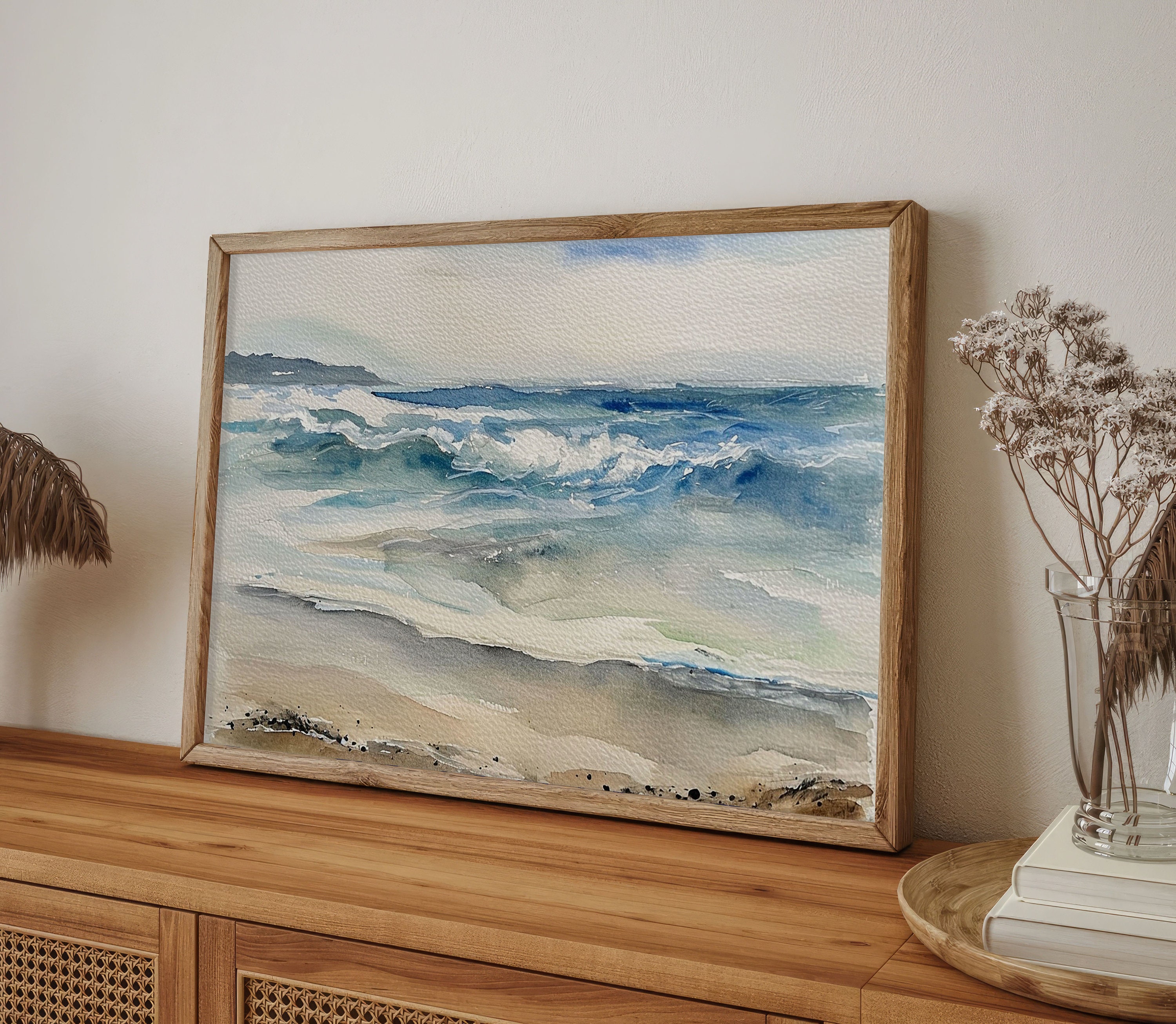 Ocean Art Print Abstract Watercolor Painting Waves Wall Art Beach ...