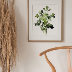 Parsley Watercolor Painting Herbs Art Print Minimalist Kitchen Wall Art ...