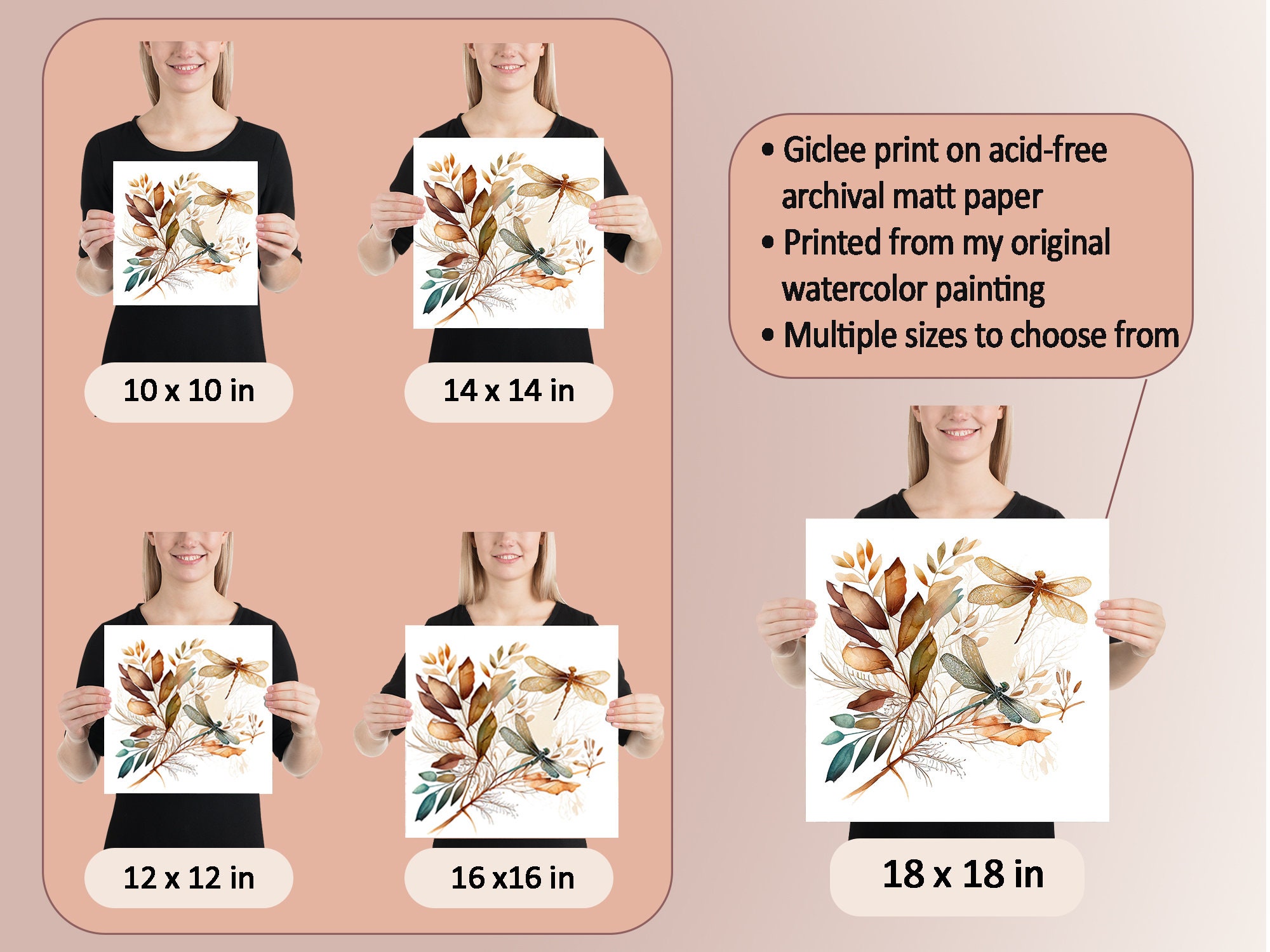 Dragonfly Poster Insect Watercolor Print From Original - Etsy