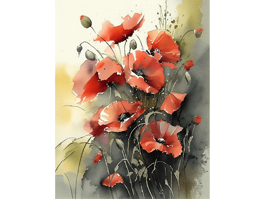 Poppy Print From Original Watercolor Floral Poster Poppies Wall Art ...