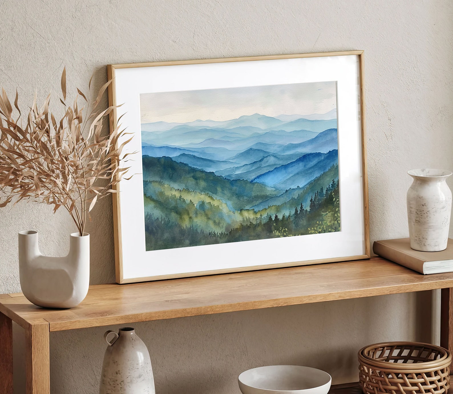 Blue Ridge Mountains Painting Blue Ridge Parkway Watercolor Art Print ...