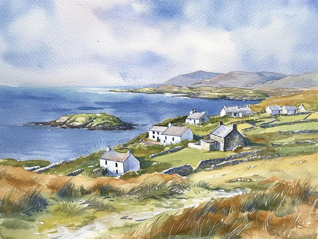 Ring of Kerry Art Print Ireland Watercolor Painting Irish Cottage Wall ...