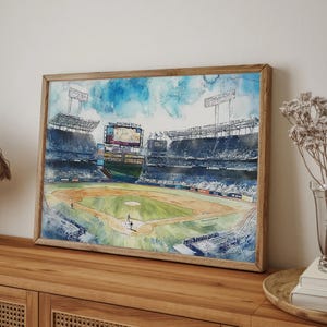 Yankee Stadium Painting New York Yankees Watercolor Art Print Sport ...
