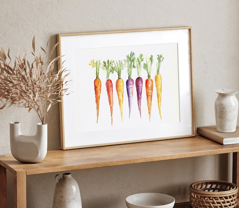 Carrot Painting Vegetable Watercolor Print Carrots Wall Art Kitchen ...