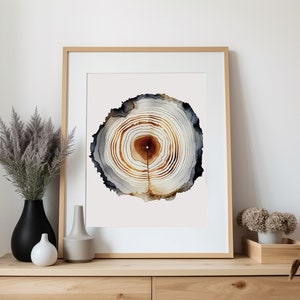 Oak Tree Ring Art Print Tree Ring Painting Watercolor Large Tree Ring ...
