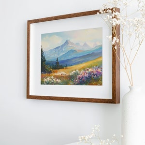 Spring Flowers Painting Rocky Mountains Watercolor Art Print Colorado ...