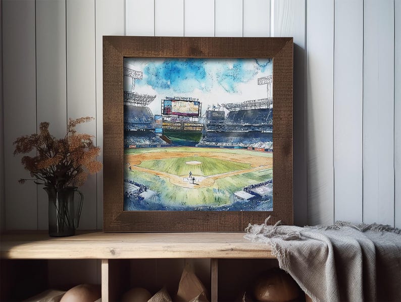 Yankee Stadium Painting New York Yankees Watercolor Art Print Sport ...