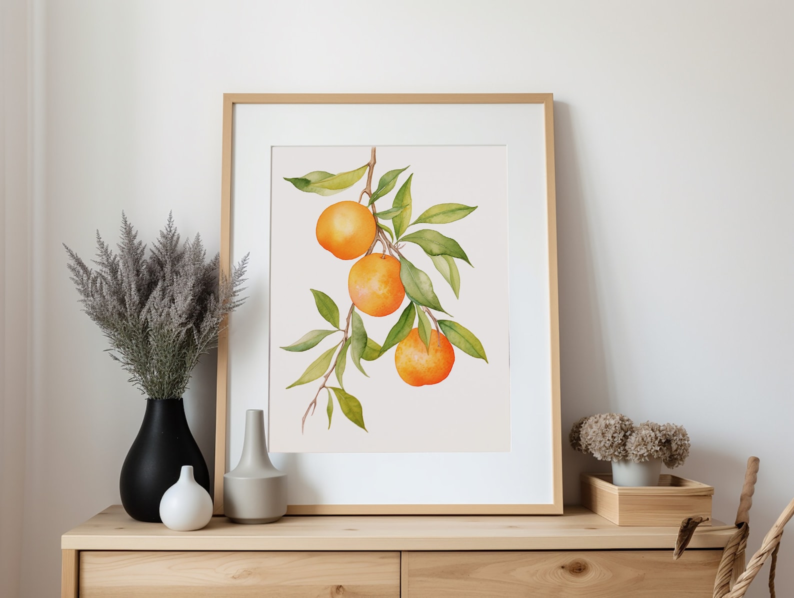 Orange Print Watercolor Fruit Painting Orange Branch Botanical Wall Art ...