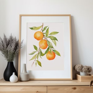 Orange Print Watercolor Fruit Painting Orange Branch Botanical Wall Art ...