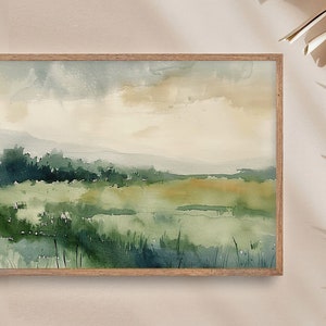Countryside Art Print Abstract Landscape Watercolor Painting Neutral ...