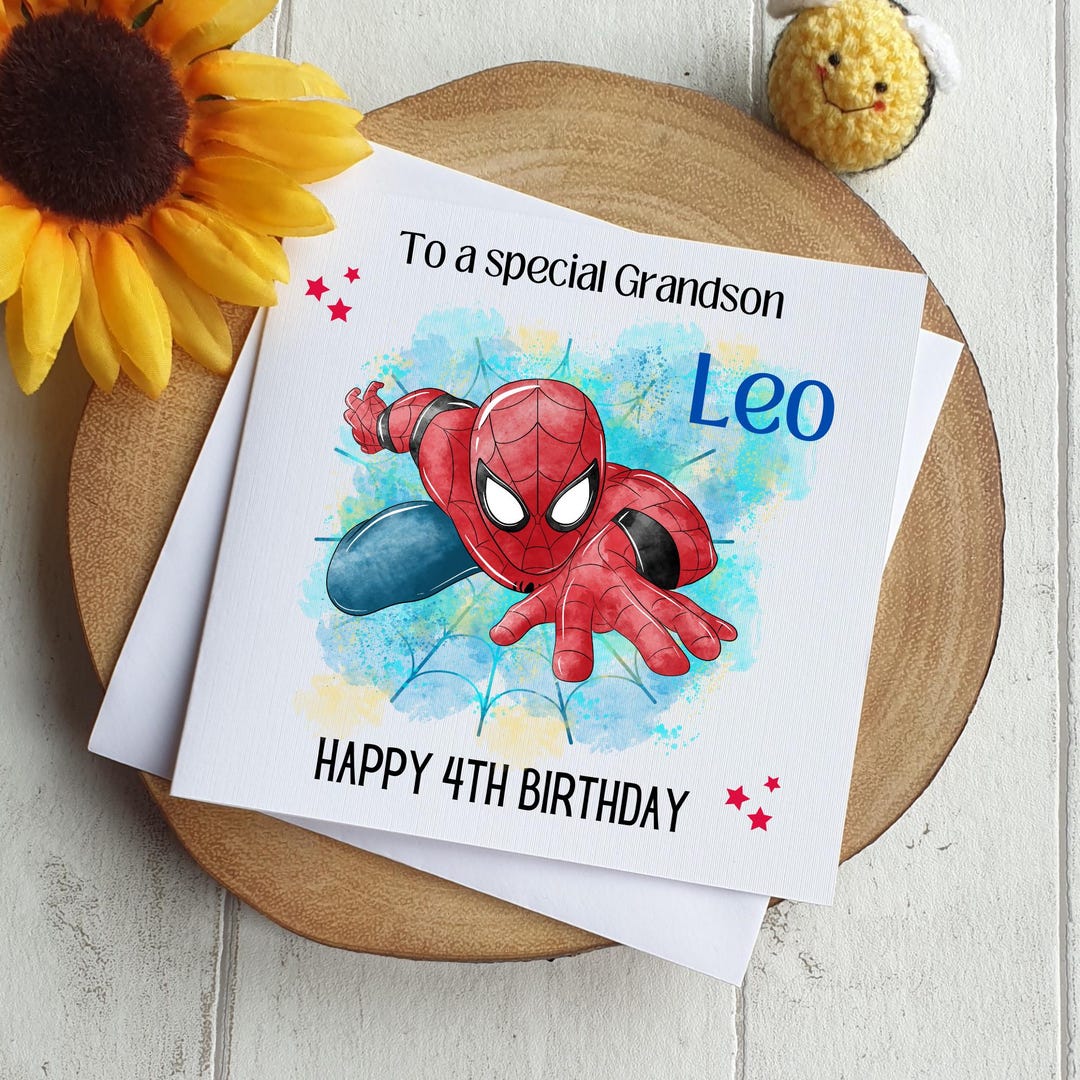 Personalised Superhero Spider Birthday Card, Son Card, Brother Card - Etsy