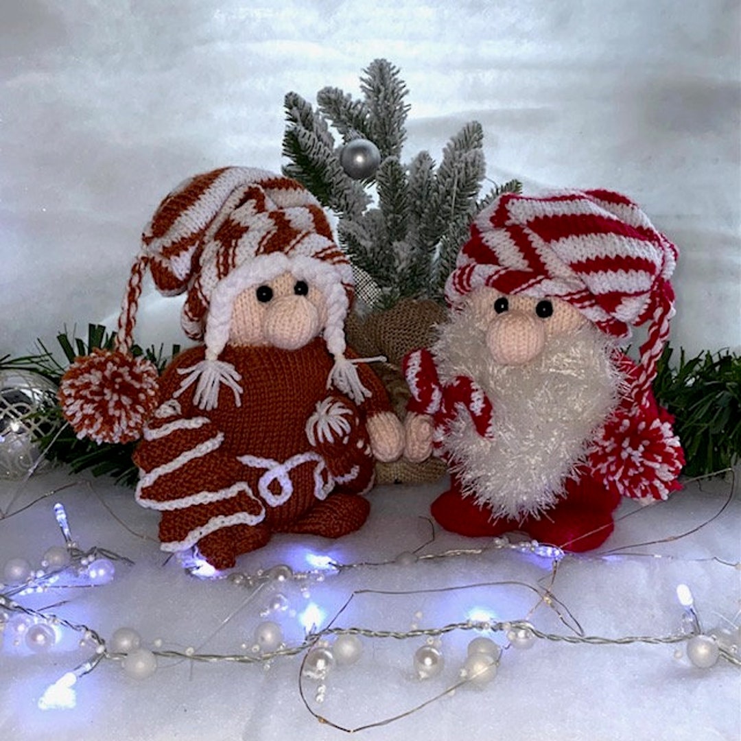 Candy Cane Gonk Gnomes Knitting Pattern - Etsy