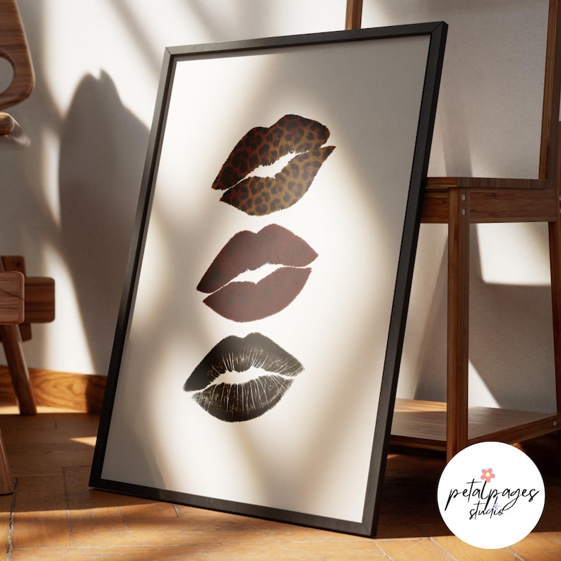 Leopard Print Wall Art Set: 8 Ball, Lips & Star Posters (digital ...