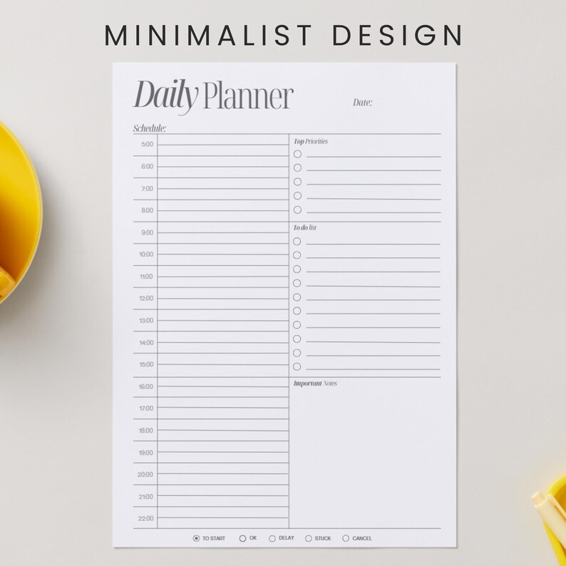 Minimalist Daily Planner Template: Printable Schedule, To-do List (A4 ...